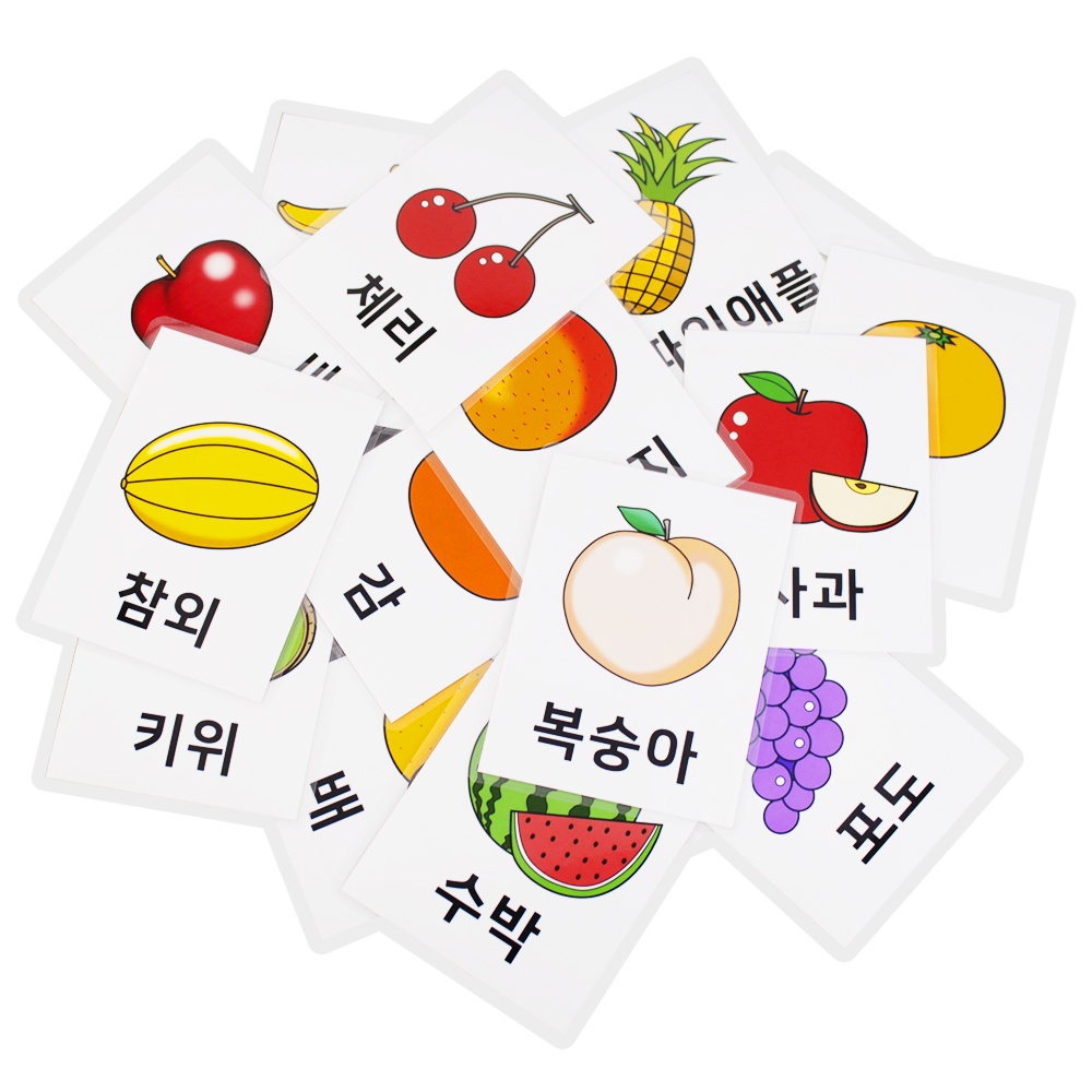 การเรียนการสอนบัตรMontessori Korean Fruit Card Toddler Learning ...