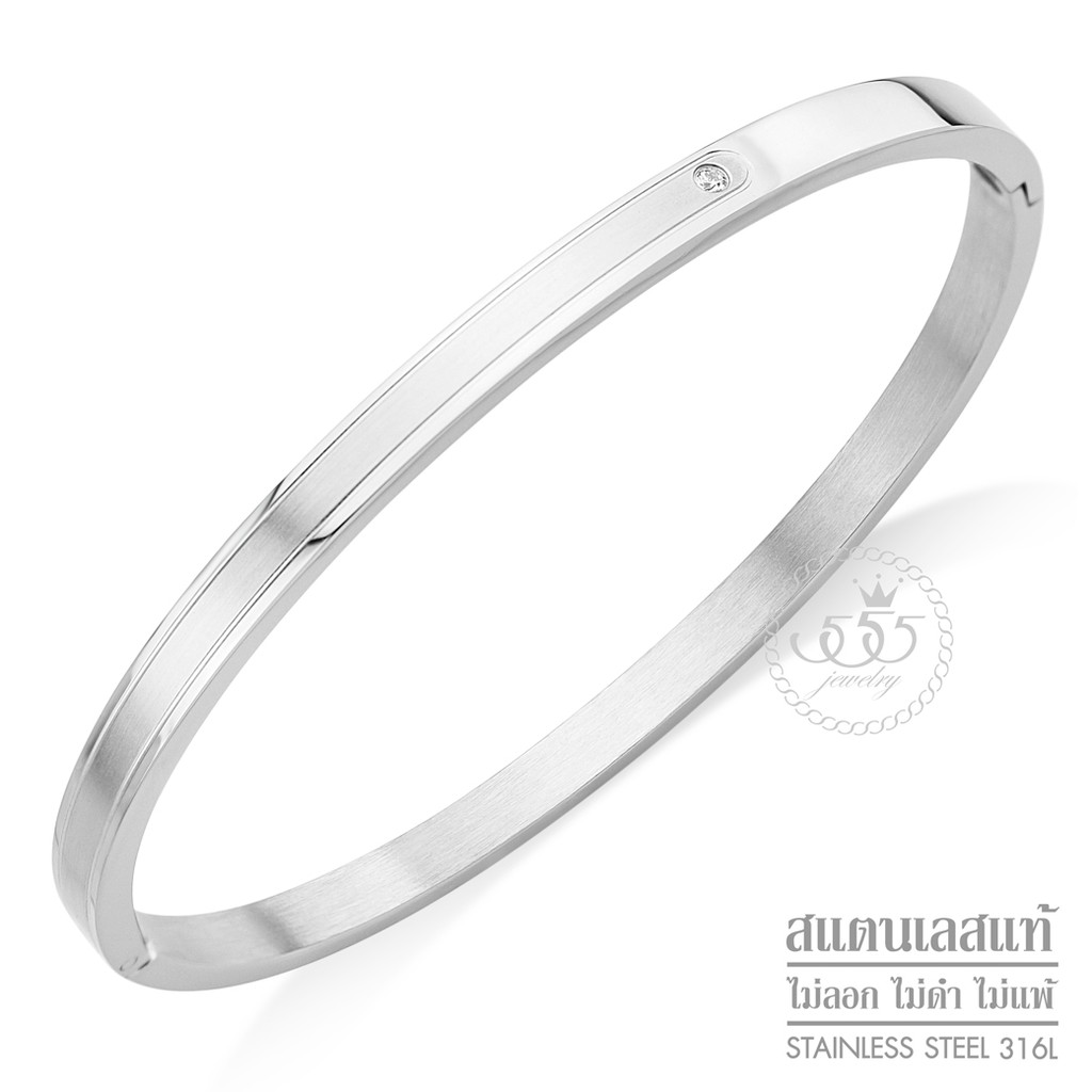 555jewelry กำไลแฟชั่น สแตนเลส สตีล ประดับเพชร CZ ดีไซน์สวย รุ่น MNC ...