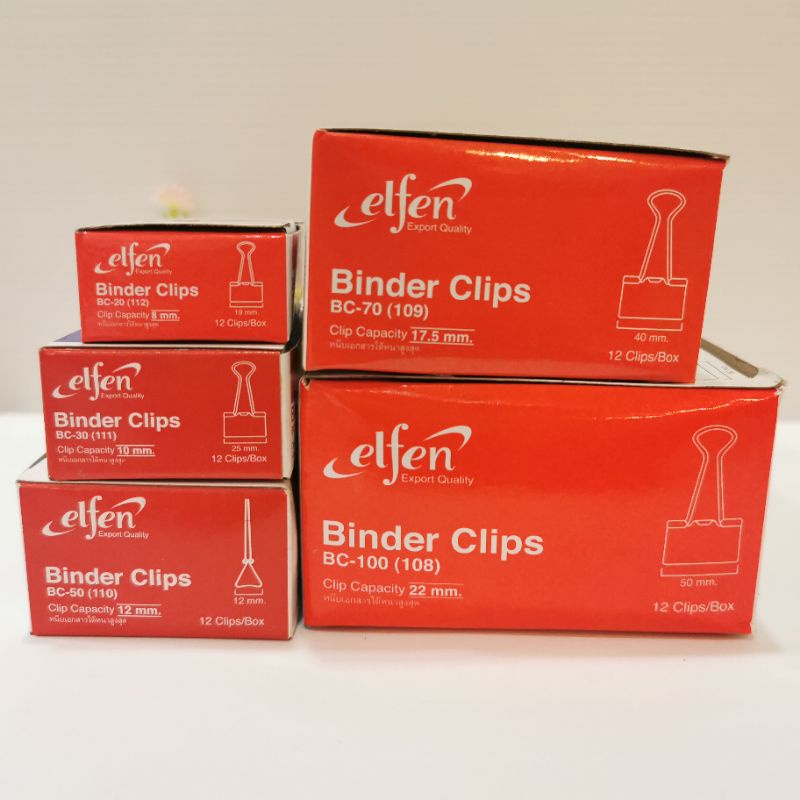 คลิปดำหนีบกระดาษ มีหลายขนาด Elfen clips | Shopee Thailand