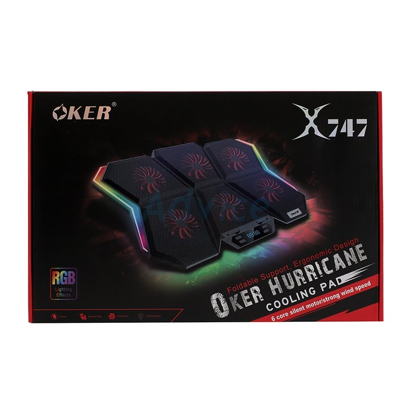 Cooler Pad (6 Fan RGB) X747 'OKER' Black พัดลมระบายความร้อน RGB | Shopee Thailand