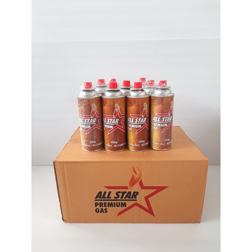 แก๊สกระป๋องยี่ห้อ ALL STAR PREMIUM GAS 1 ลัง (24กระป๋อง) ความจุก๊าซ 250 ...