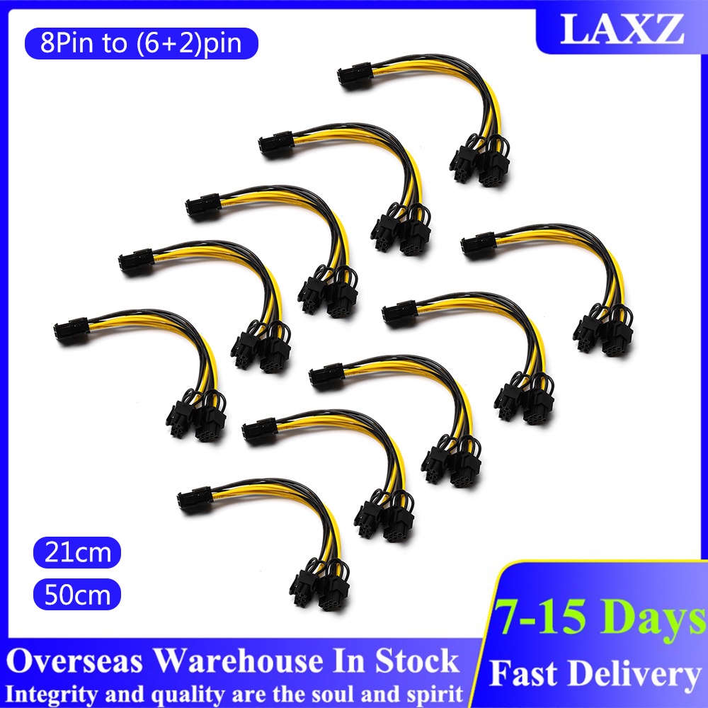 ஐ10Pcs 8 Pin PCI Express To Dual PCIE 8 (6+2) Pin Power Cable 21cm ...