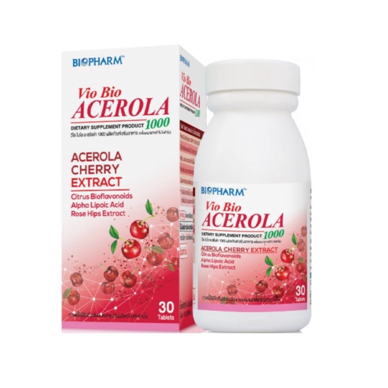 Biopharm Vio Bio Acerola 1000 mg ไบโอฟาร์ม อะเซโรล่า วิตามินซี เสริม ...