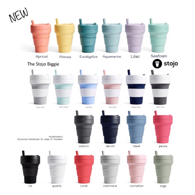 Stojo 24 16 12 Oz พร้อมส่ง+แถมแปรงล้างหลอด!! | Shopee Thailand