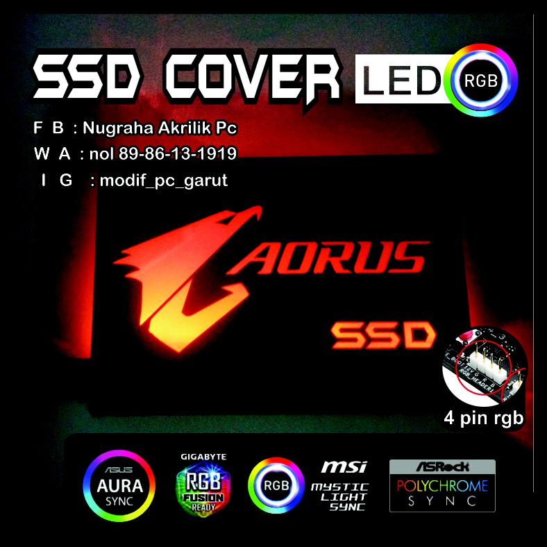 SYNC MOBO ASROCK ASUS MSI GIGABYTE RGB LED SSD ฝาครอบโลโก้ COSTUM ...