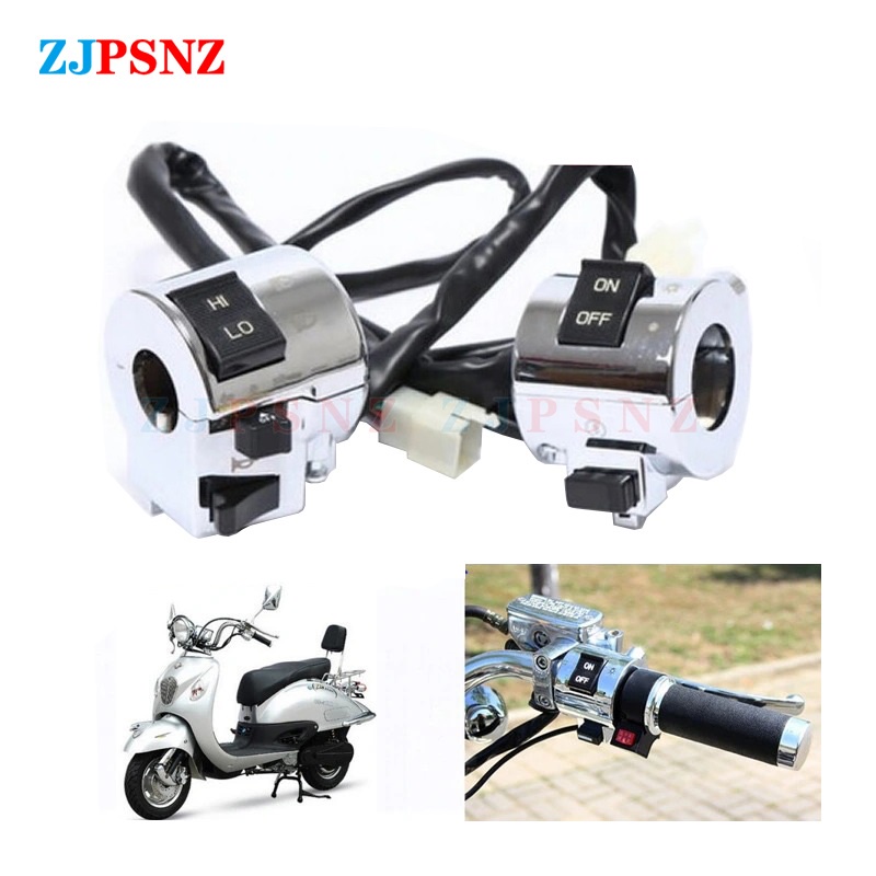 1Pair Right Left Side Chrome Plated Handlebar Switch Control Button ...