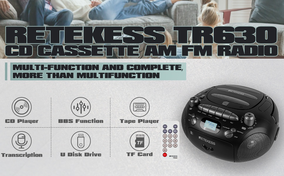 Retekess TR630 เครื่องเล่นซีดี และเครื่องบันทึกเทปคาสเซ็ต วิทยุ AM FM ...
