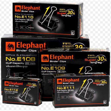 (KTS)คลิปหนีบดำ คลิปดำ คลิปหนีบเอกสาร ตราช้าง เบอร์ E108, E109, E110, E111, E112(เลือกเบอร์ได้ ...