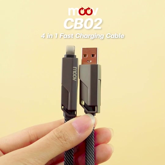 [99บ. ลดแรง] Moov CB02 สายชาร์จเร็ว 4 in 1 USB A / Type C / L Cable สาย ...