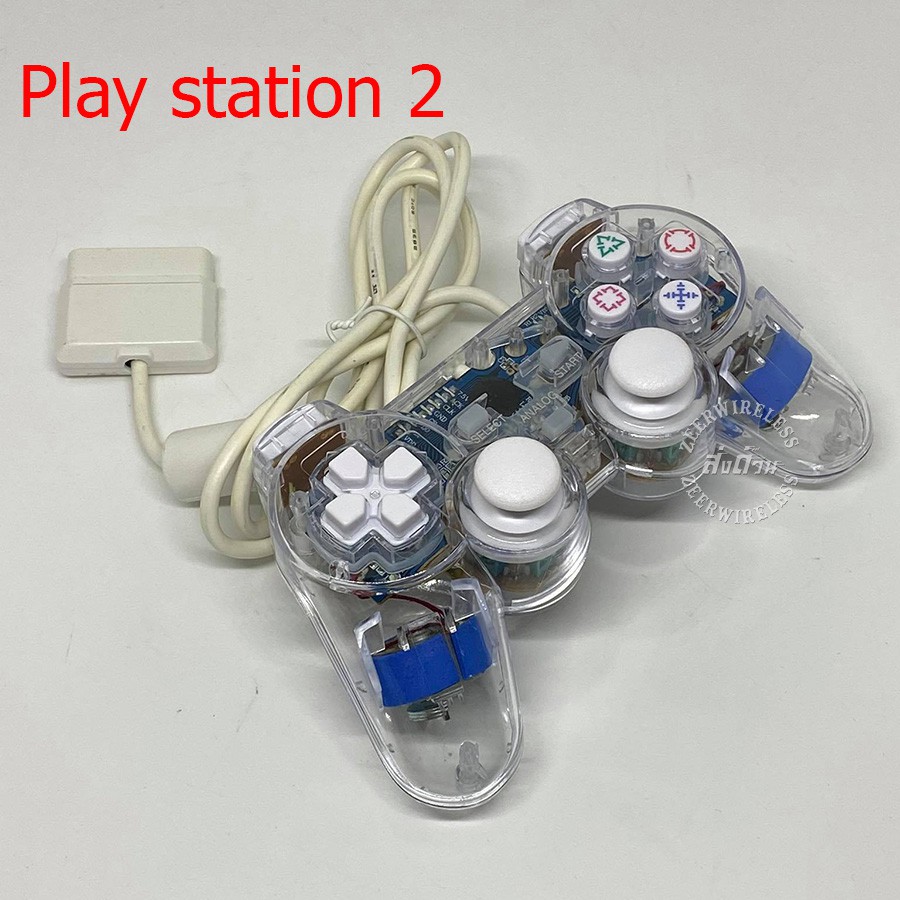 Joy Play จอย เพลย์ Play Station 2 Double Shock 2 Controller PS2 ตัวใสไฟ ...