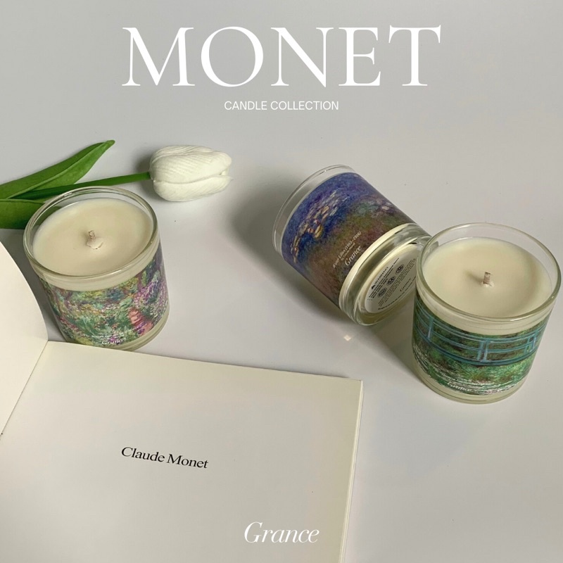 GRANCE Claude MONET art candle collection กลิ่นหอมมาก แก้วเทียนสวยงาม ...