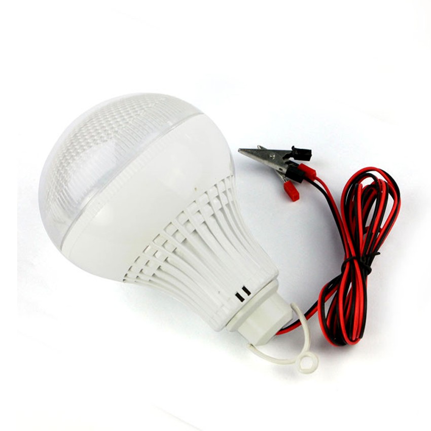 LED Light Bulb DC Battery Clip And Wire Battery Lamp DC 12V To 12W Wide ...