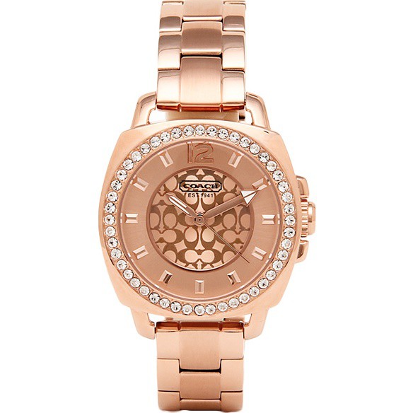 Coach Women's Mini Boyfriend Rose Gold Crystal Glitz Watch 14501700 ...
