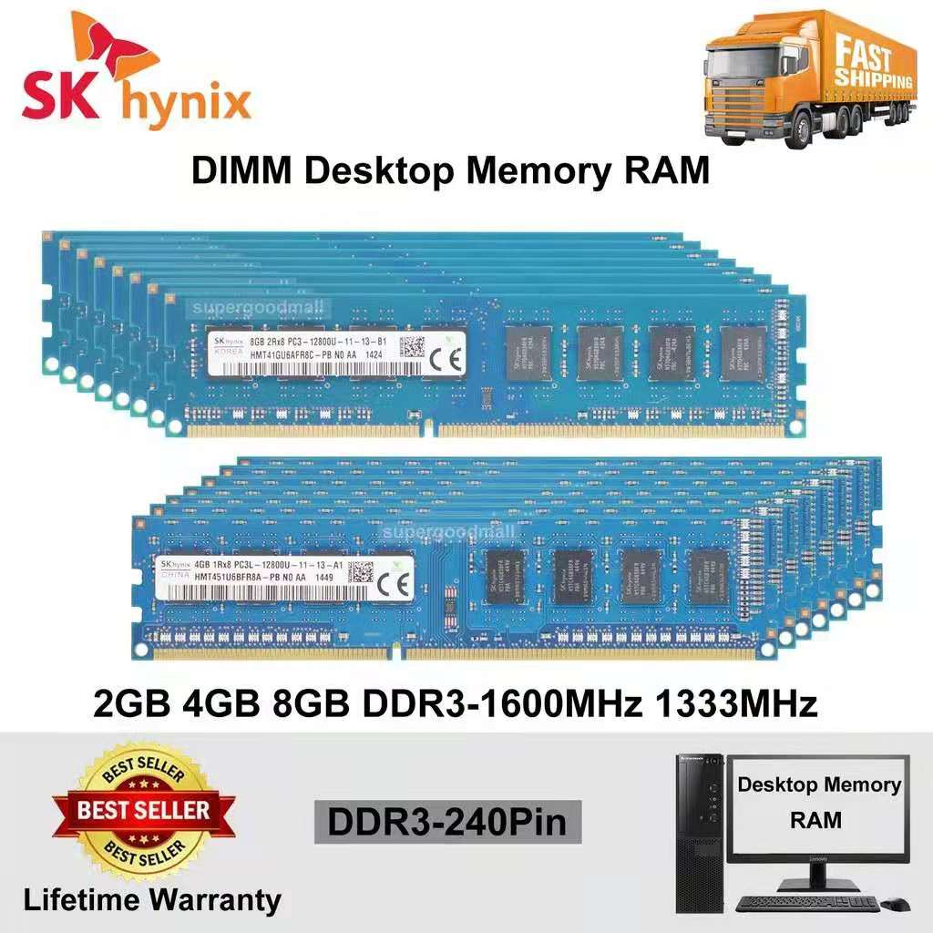Sk Hynix 4GB 8GB PC3 12800U 10600U DDR3 1333MHz 1600MHZ 240PIN 1.5V DIMM แรมหน่วยความจํา ...