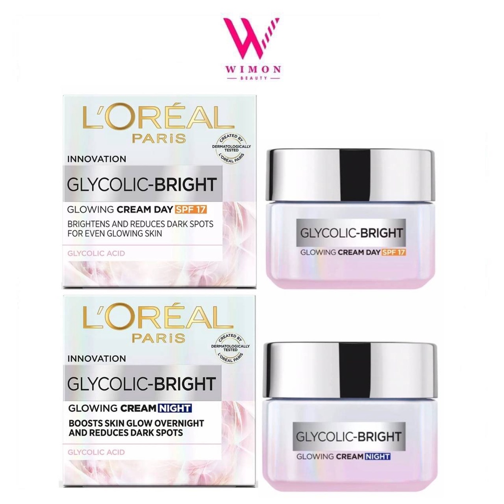 L'Oreal Paris Glycolic-Bright Glowing Cream 50ml. ลอรีอัล ปารีส ไกลโคล ...