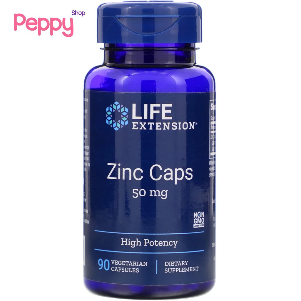 Life Extension Zinc Caps High Potency 50 mg 90 Vegetarian Capsules ...