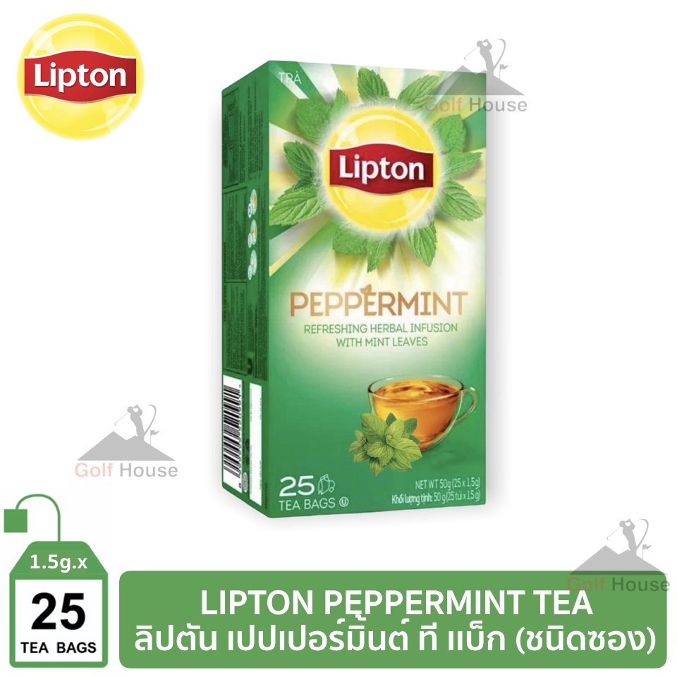 ชาลิปตัน เปปเปอร์มิ้นท์ ที เเบ็ก ชนิดซอง บรรจุ 25 ซอง/กล่อง (1.5 กรัม/ซอง) LIPTON PEPPERMINT TEA ...