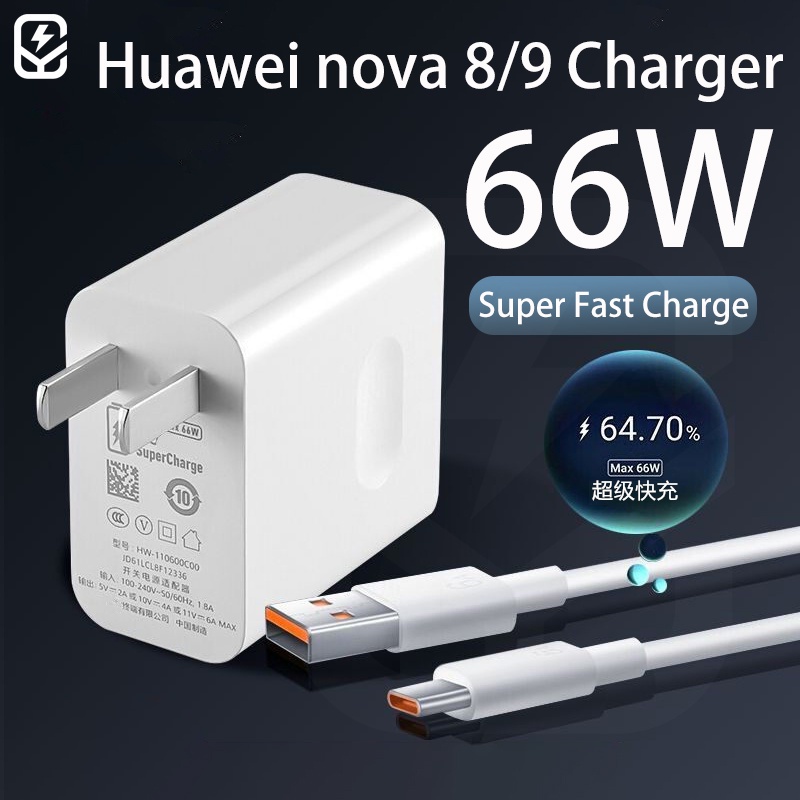 [BUY 1 GET 6]Huawei Max 66W Super charger Fast Quick Wall charger พร้อมสายเคเบิล Type C 6A ...