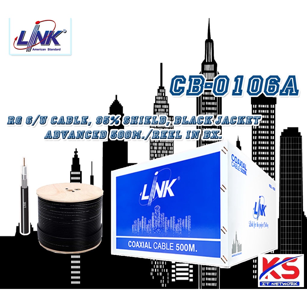 สาย RG6 ( 500m ) LINK รุ่น :CB-0106AP CB-0106AMWA CB-0106AM CB-0106A CB ...