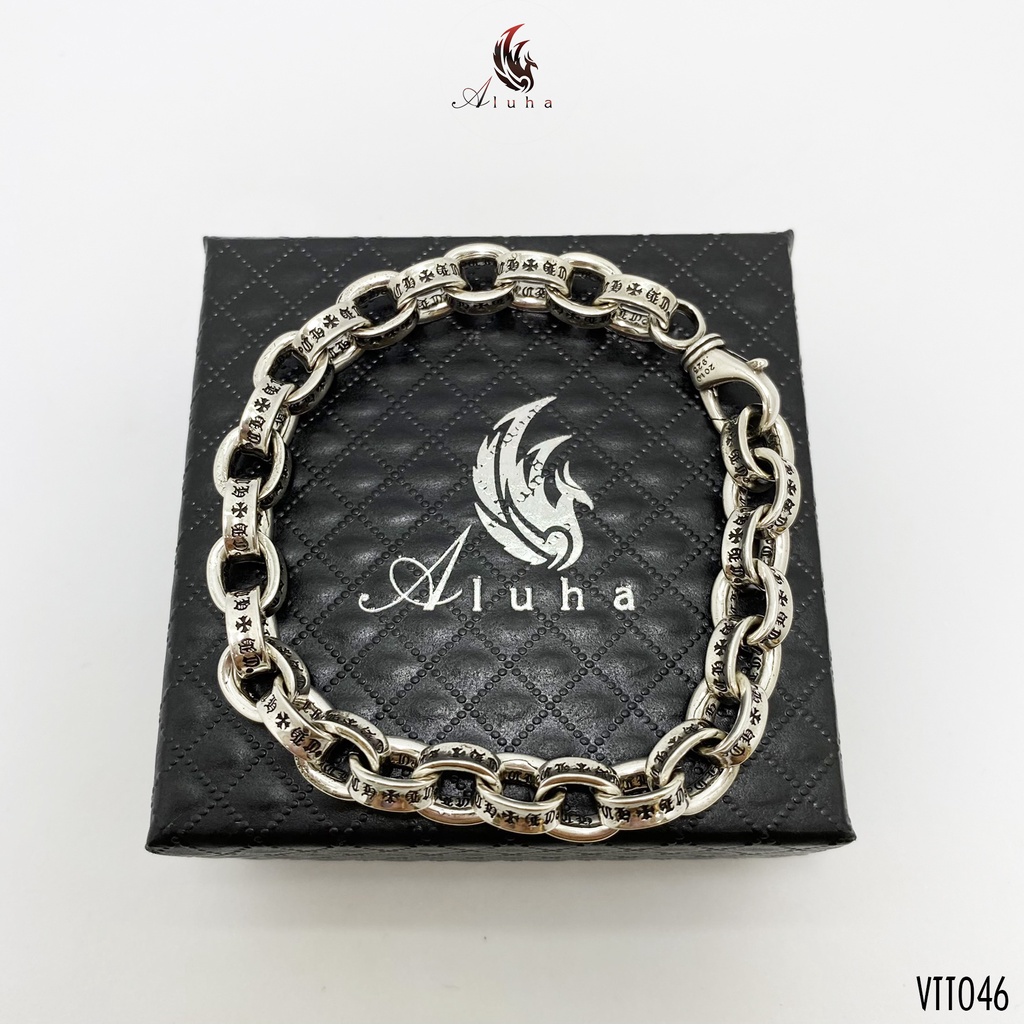 สร้อยข้อมือทองแดงสีขาวสแตนเลส Chrome Heart พร้อมแกะสลักละเอียดอ่อนมากในแต่ละลิงค์ - VTT046 ...