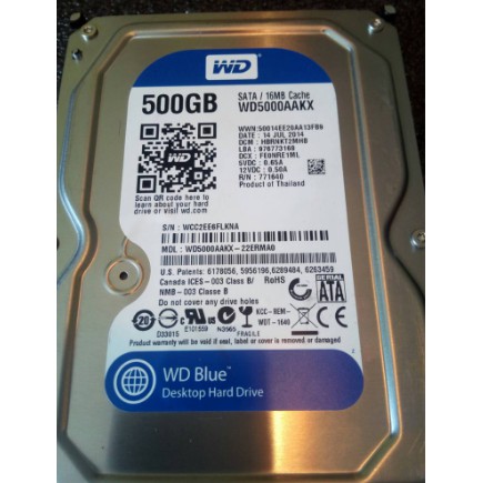 HDD WD Blue แถม วินโดว์และโปรแกรมพื้นฐาน Western Digital ความจุ 500 GB ...