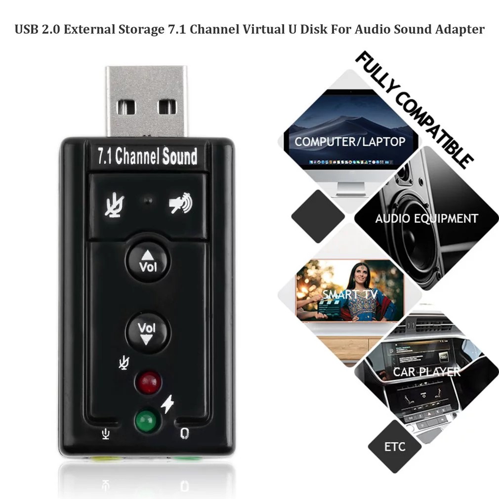 ซาวด์การ์ด การ์ดเสียงUSB2.0 Sound Card Adapter Audio 3D 12Mbps Virtual 7.1 | Shopee Thailand