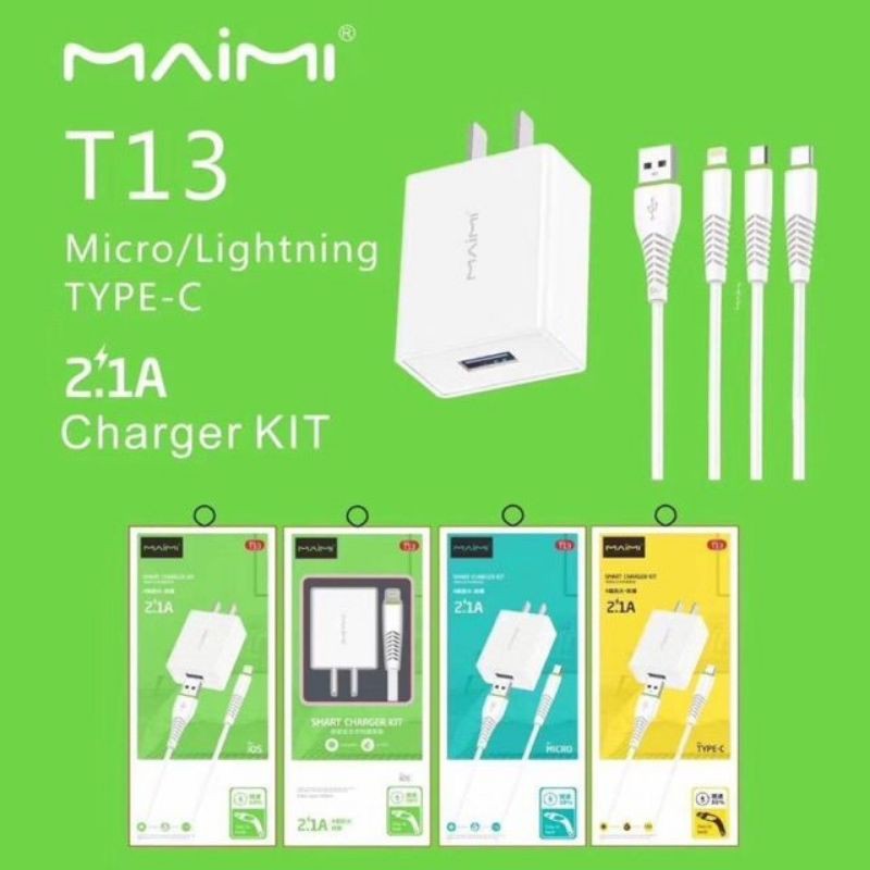 ชุดชาร์จ Wallcharg ยี่ห้อ maimi T13 micro Type-c | Shopee Thailand