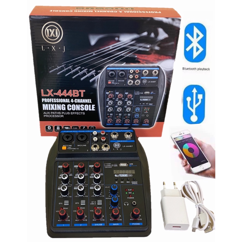 LXJ มิกเซอร์ MINI 4-channel มีBluetooth MP3 USB SD รุ่นLX-444BT ...