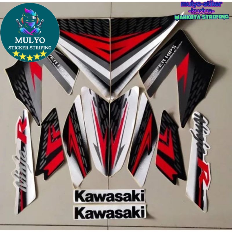 Putih Striping STICKER LIS LES POLET kawasaki ninja r มาตรฐาน 2013 สี ...