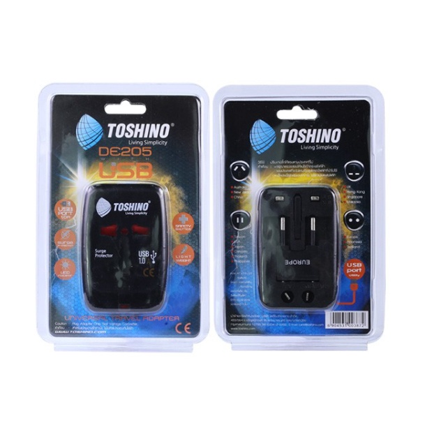 Toshino universal adapter+usb ปลั๊กแปลงต่างประเทศ รุ่นDE-205 | Shopee ...