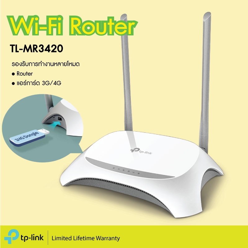 TP-Link TL-MR3420 เราเตอร์แบบเสียบแอร์การ์ด (3G/4G Wireless N Router ...