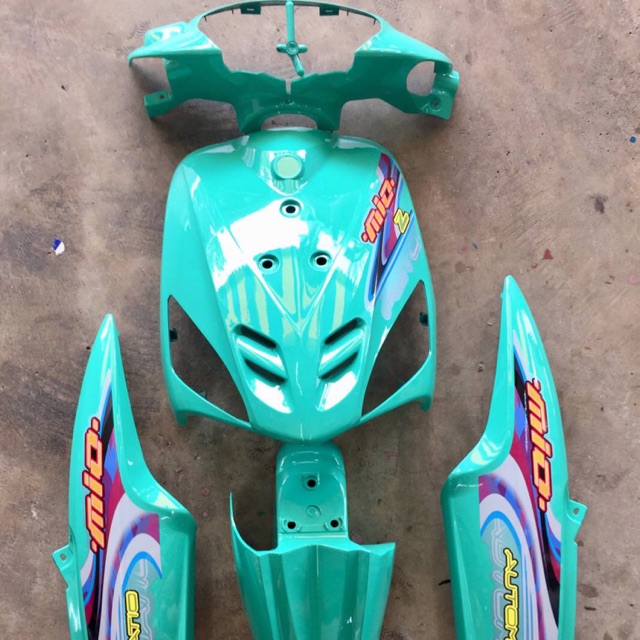 ชุดสีมีโอตัวแรก(MIO1)เขียวมิ้นท์ลายรุ้ง06 6 ชิ้น พร้อมแปะลายเคลือบเงา ...