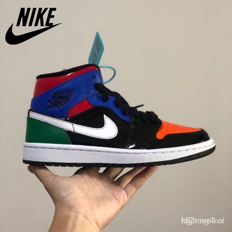 Klwe Nike4554 Aj1 Mid High-top Basketball Shoes Se Color Stitching ...
