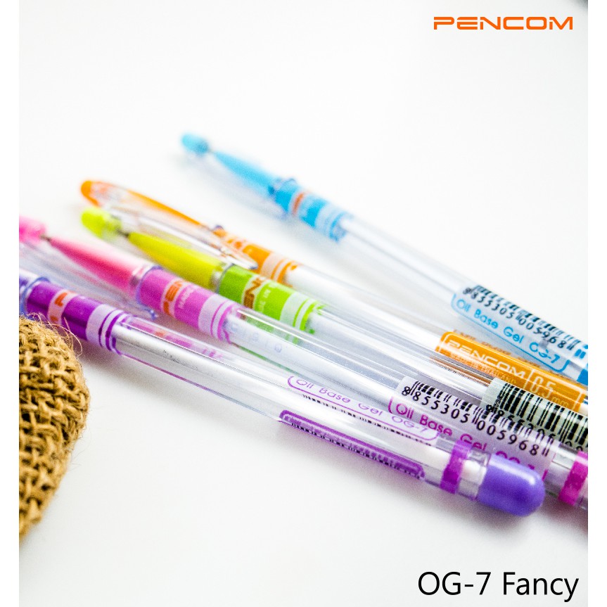 สีน้ำเงิน Pencom OG07-Fancy ปากกาหมึกน้ำมันแบบปลอก ขนาดหัว 0.5mm. | Shopee Thailand