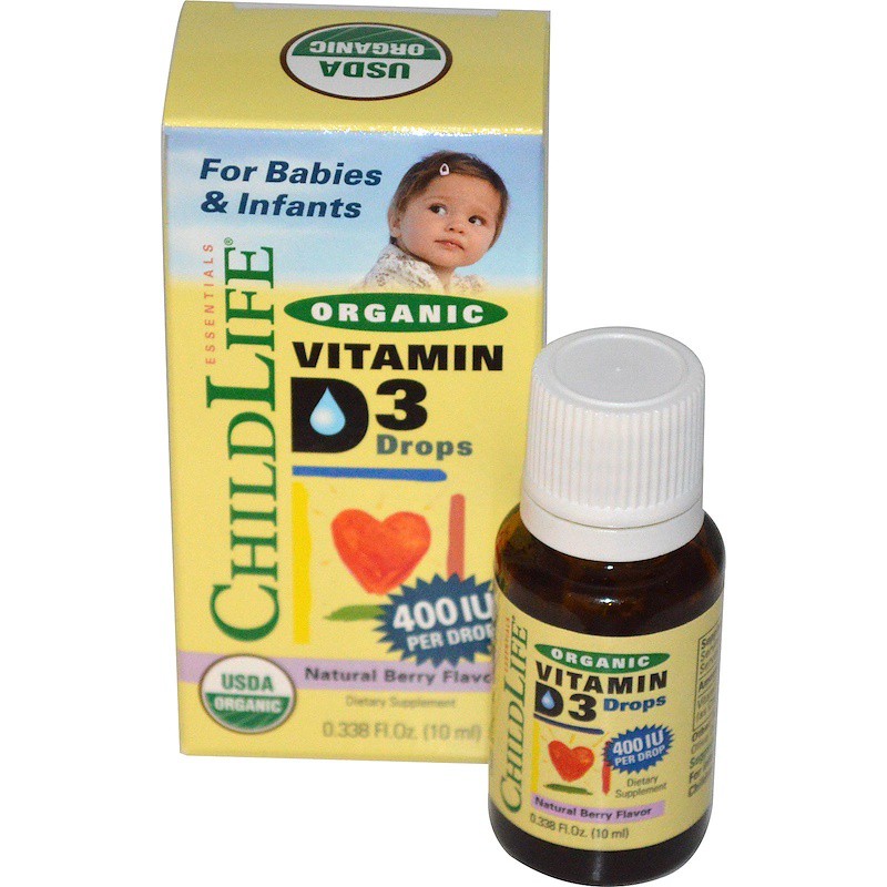 ChildLife, Organic Vitamin D3 Drops, Natural Berry Flavor, 400 IU(10 ml ...