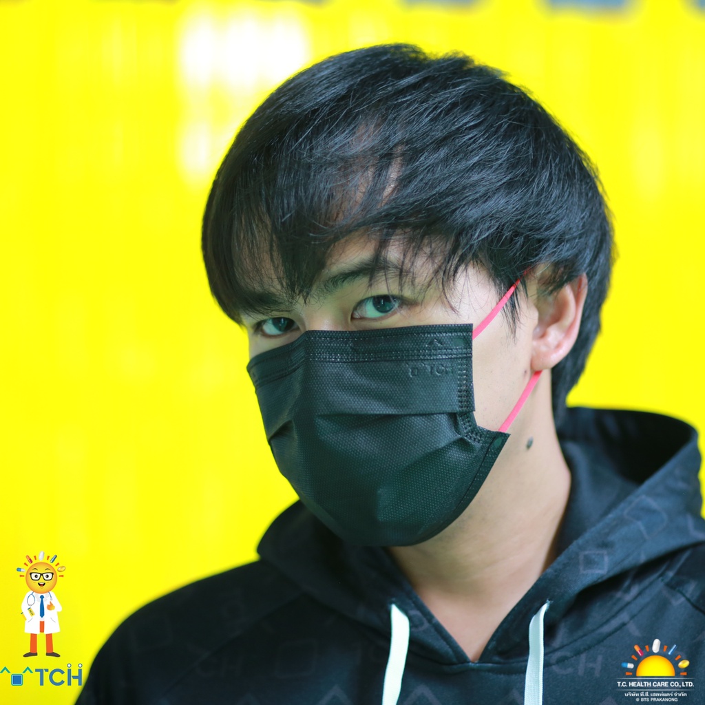 TCH GMP FDA Thailand Mask Black color Red earloop หน้ากากอนามัยทาง ...