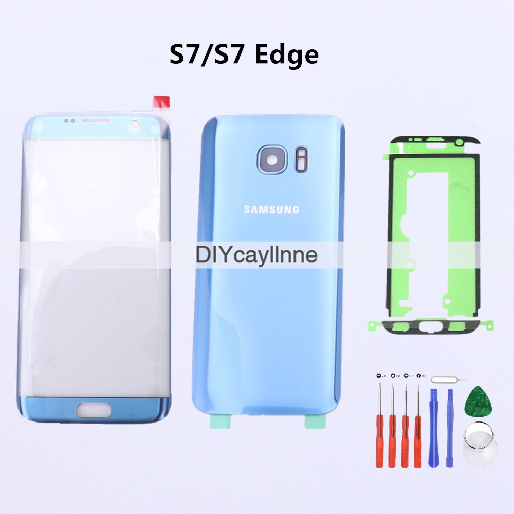 กระจกด้านหน้า + กระจกฝาหลังสําหรับ Samsung Galaxy S7 G930 / S7 Edge G935 ฝาครอบแบตเตอรี่หน้าจอ ...