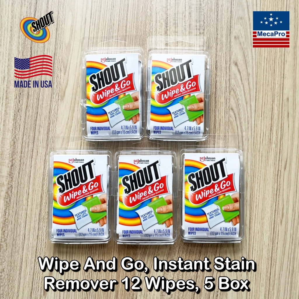 Shout® Wipe And Go, Instant Stain Remover 12 Or 20 Wipes แผ่นเช็ดทำความ ...