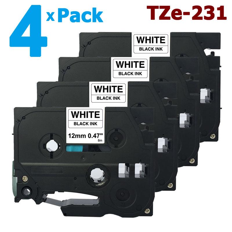[สต็อกประเทศไทย]4 Pack 12mm Tze231 Black on White Label Tape for ...