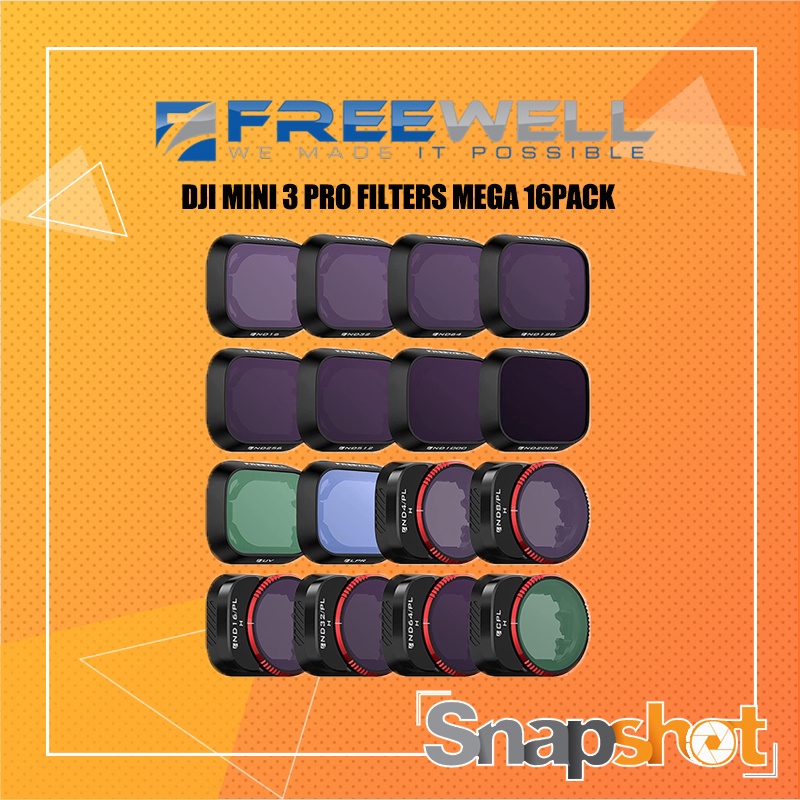 FREEWELL DJI MINI 3 PRO FILTERS MEGA 16PACK [ND16-ND2000,UV,LPR,CPL,ND4 ...