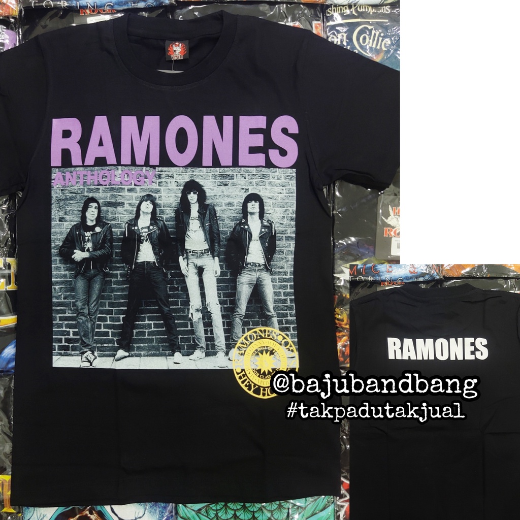 เสื้อยืด พิมพ์ลายวงร็อครร็อค Baju Band Ramones Led สไตล์วินเทจ Shopee