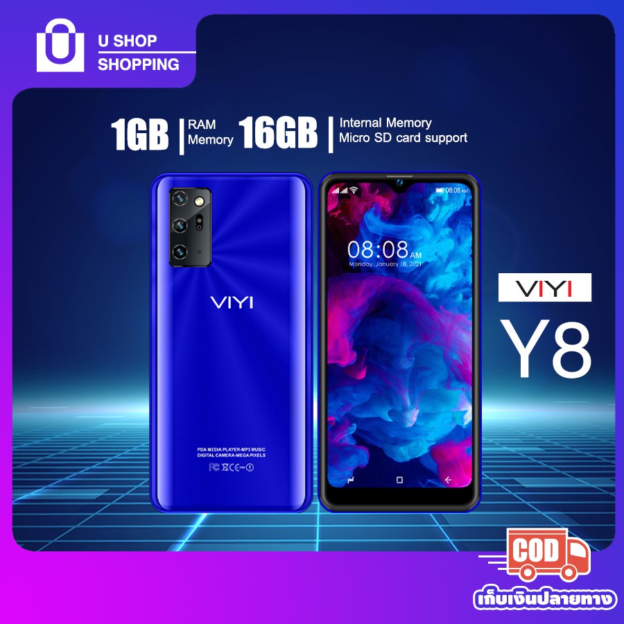 พร้อมส่ง！！ โทรศัพท์มือถือ VIYI รุ่น Y8 รุ่นใหม่ 2021 จอใหญ่ สแกนหน้า ...