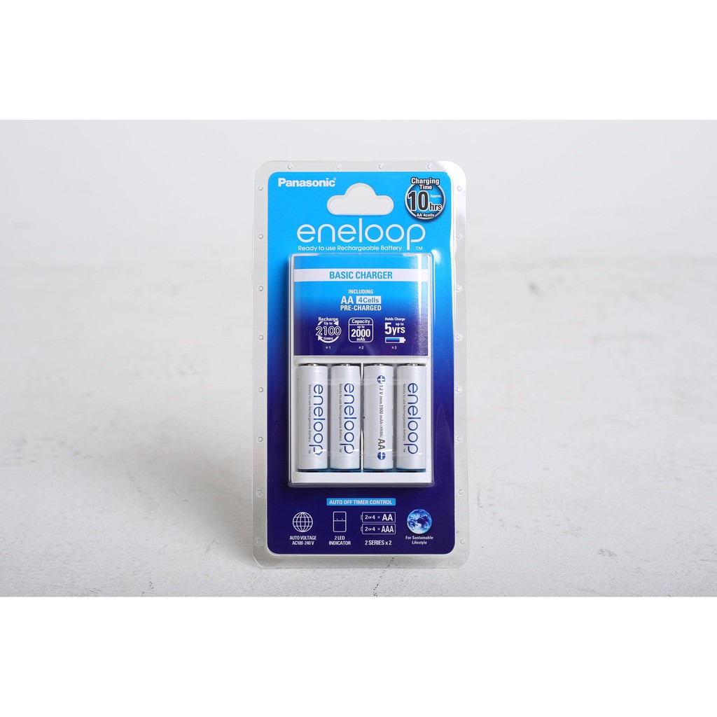 แท่นถ่านชาร์จ Panasonic Eneloop 10ชั่วโมง พร้อมถ่าน Eneloop Aa 4ก้อน