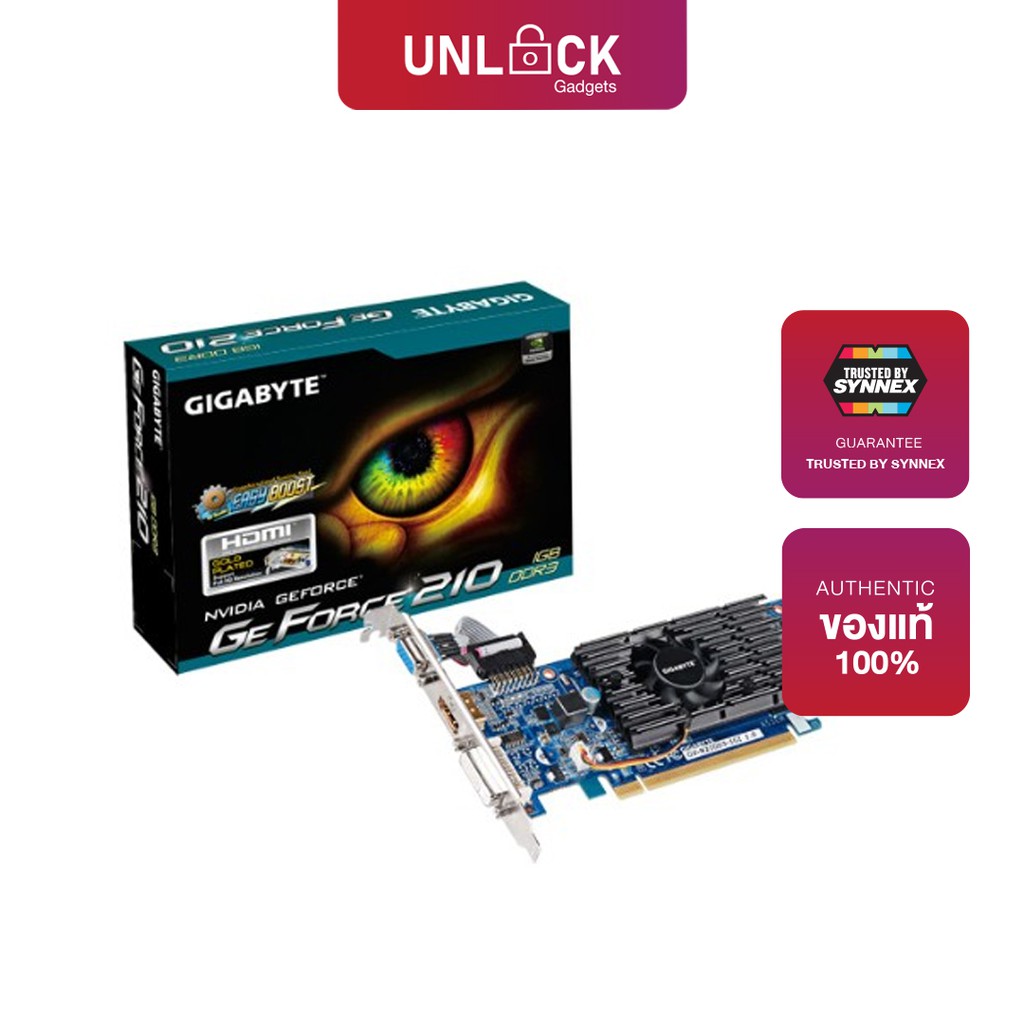 Gigabyte (การ์ดแสดงผล) GeForce 210 1GB 64-Bit DDR3 Ready Low Profile Ready Video Card (GV-N210D3 ...