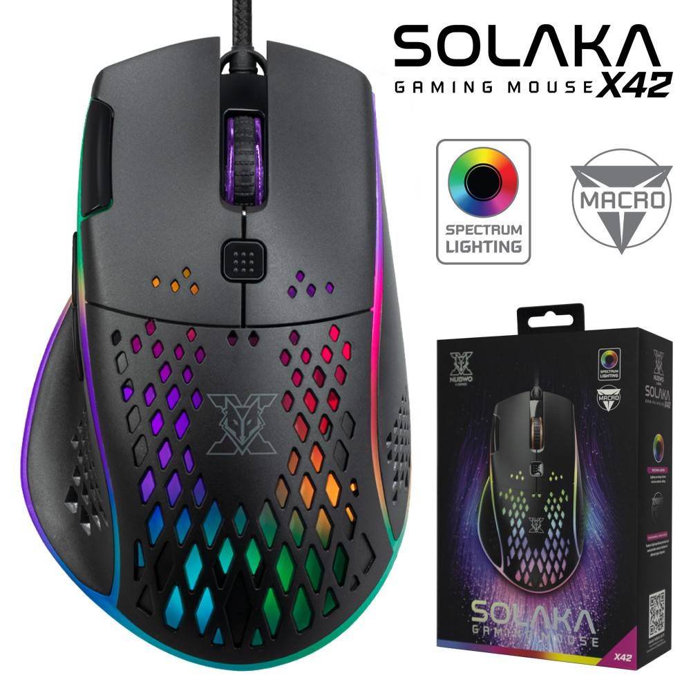 เมาส์มาโคร NUBWO X42 SOLAKA RGB Mouse Macro เมาส์เกมมิ่ง ประกันศูนย์ 2 ...