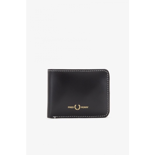 Fred Perry Contrast Trim Leather Billfold Wallet in Black | Shopee Thailand