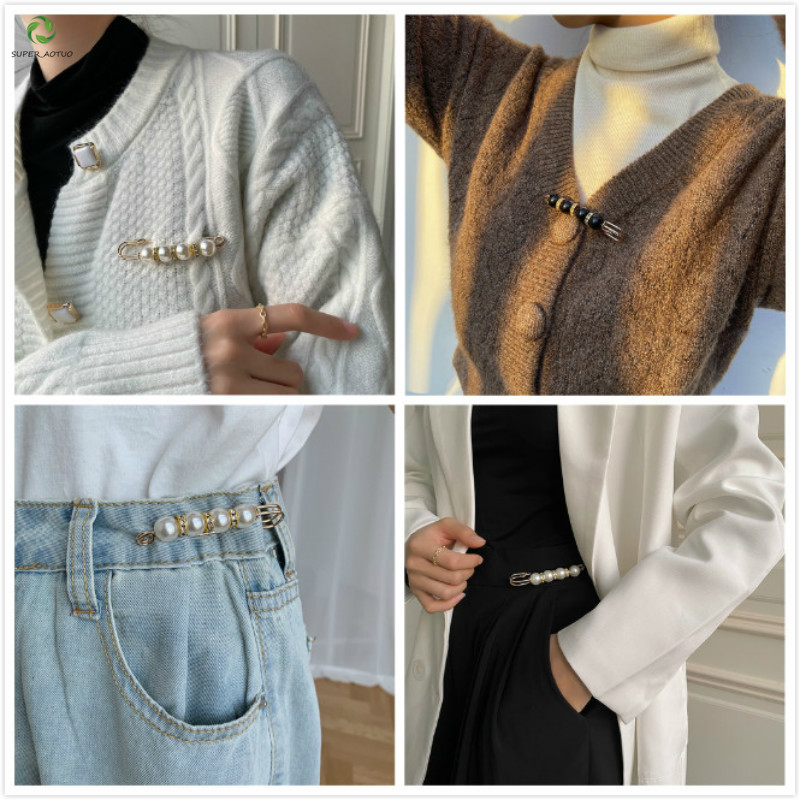 【Aotuo】Adjustment Waist Circumference Skirt KC Gold Brooch Ladies Fixed ...