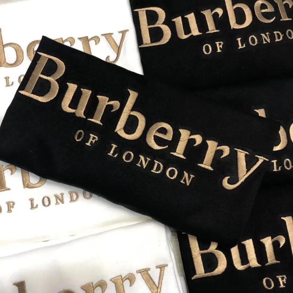 เสื้อยืด คอปก ปักลายตัวอักษร Burber สไตล์คลาสสิก เรียบง่าย สําหรับ ...