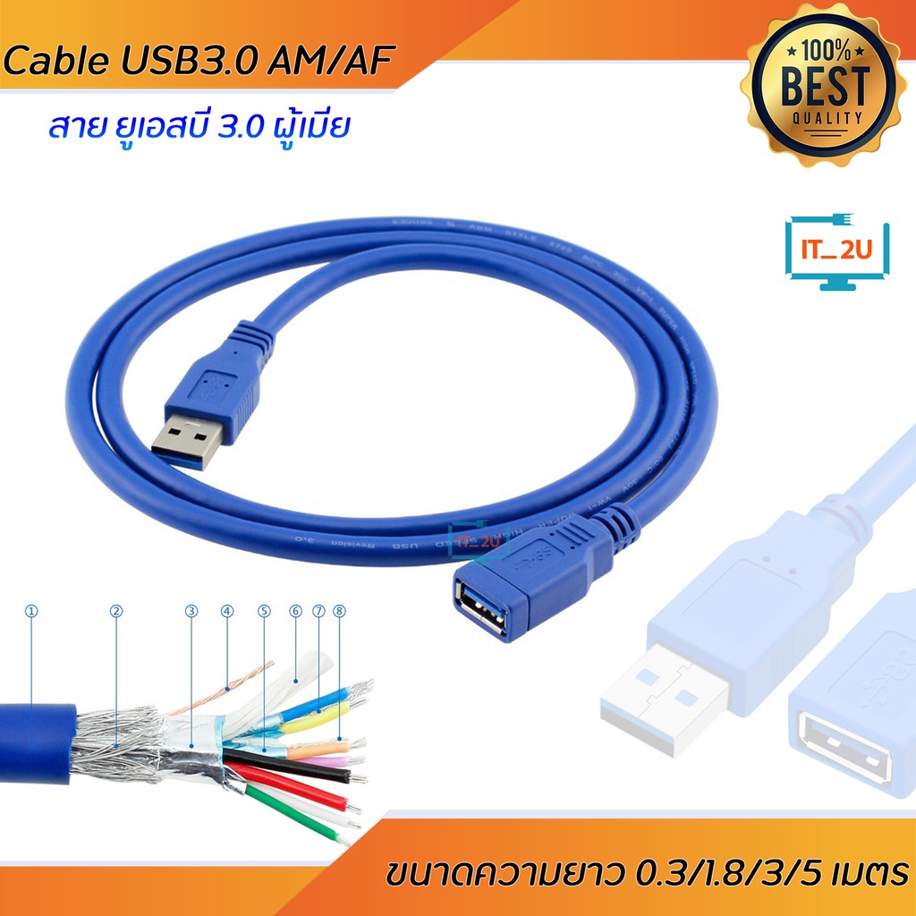 Cable USB3.0 AM/BM AM/AF สายต่อปริ้นเตอร์/สายต่อเพิ่มความยาว USB3.0 | Shopee Thailand