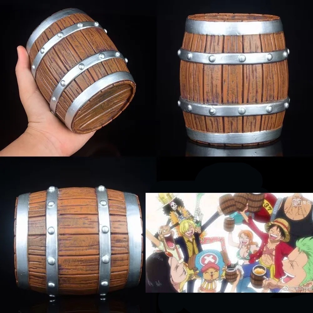 ถังไวน์ไม้ One Piece GK Squatting Ace Wine Barrel Wooden Barrel โมเดลวั ...